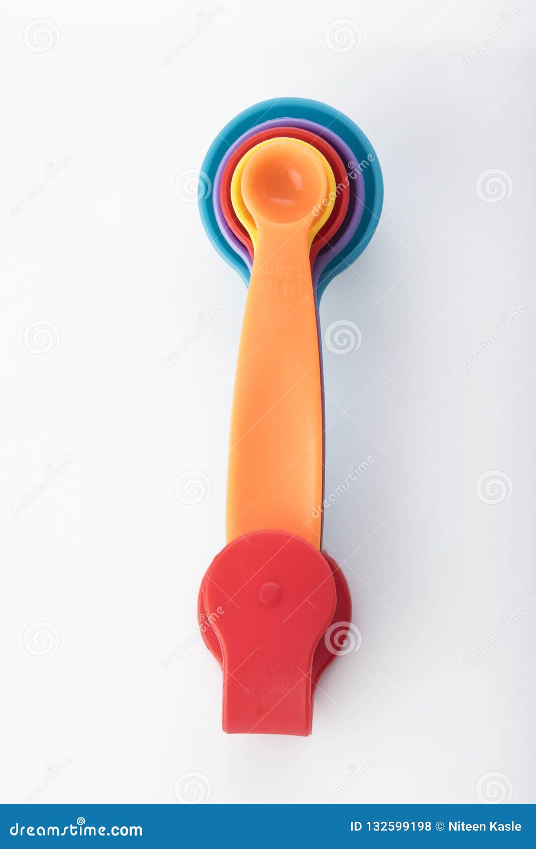 Kitchen: Top View of Multi Colored Measuring Spoons Isolated on White ...