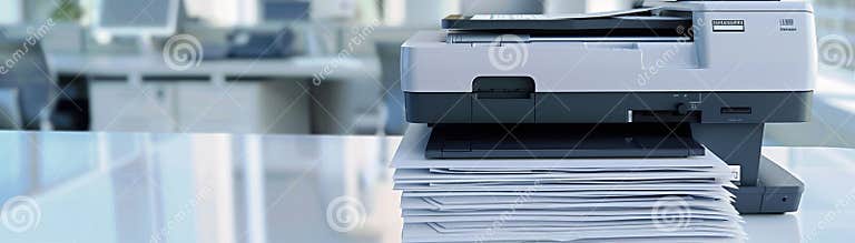 A High-resolution Image of a Multi-function Printer with a Stack of ...