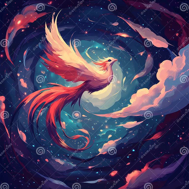 A High-resolution Image of a Phoenix Emerging from a Galaxy Stock Photo ...
