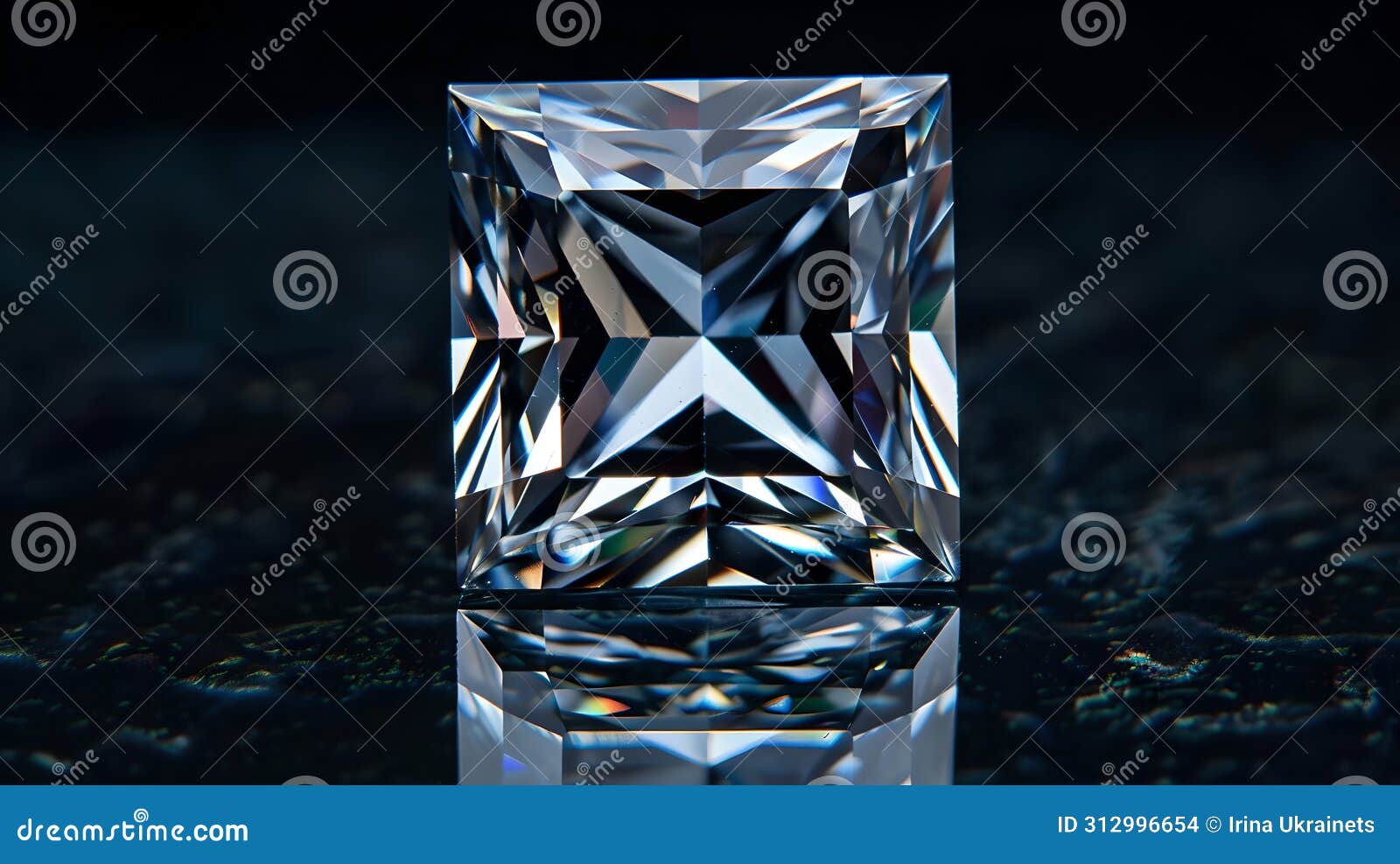 Sparkling Square-Cut Diamond on Dark Background. Luxury, Beauty, and ...