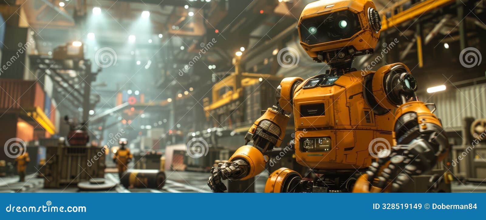 High-resolution Image of Robotic Assistant at Industrial Shipping Port ...