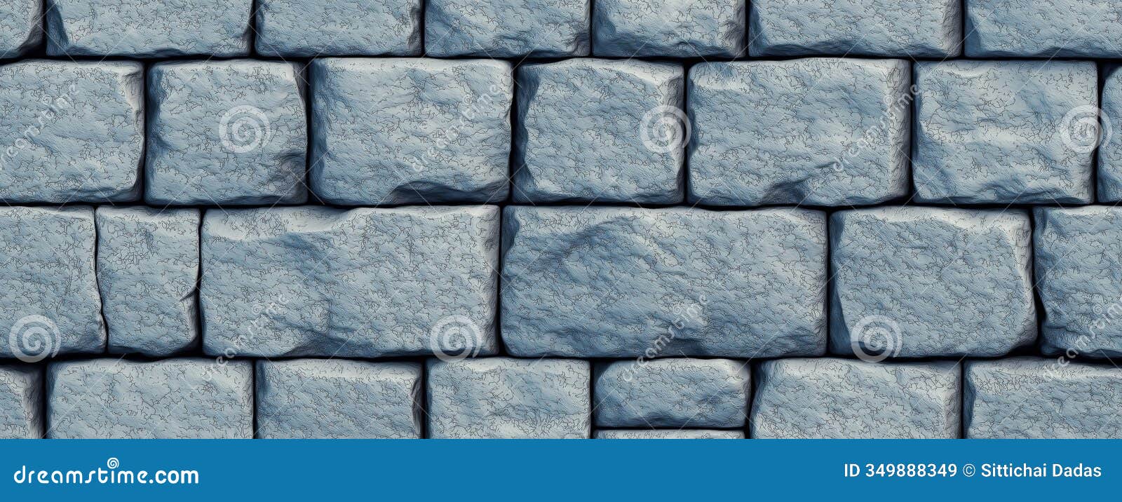 Seamless Blue Stone Wall Texture Rustic Cobblestone Background AI ...