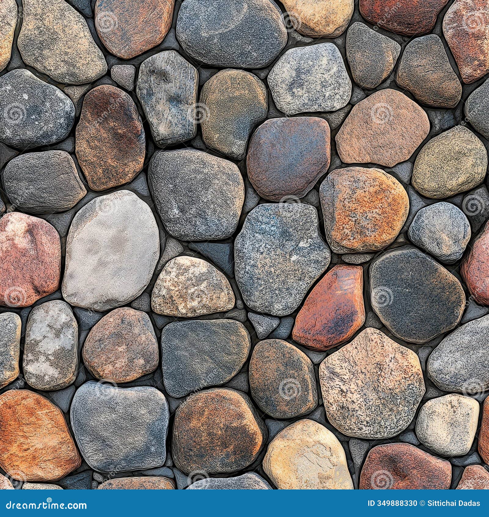 Cobblestone Wall Texture Seamless Stone Background AI Generated. Stock ...