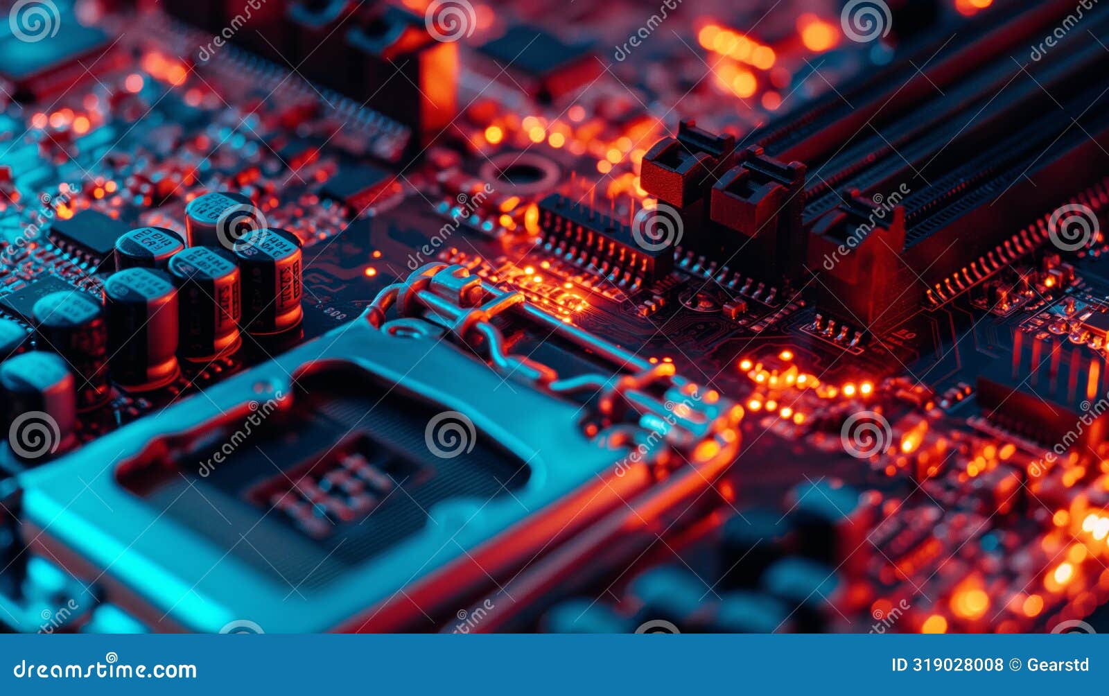 Vivid Close-up of a High-tech Computer Motherboard Stock Photo - Image ...