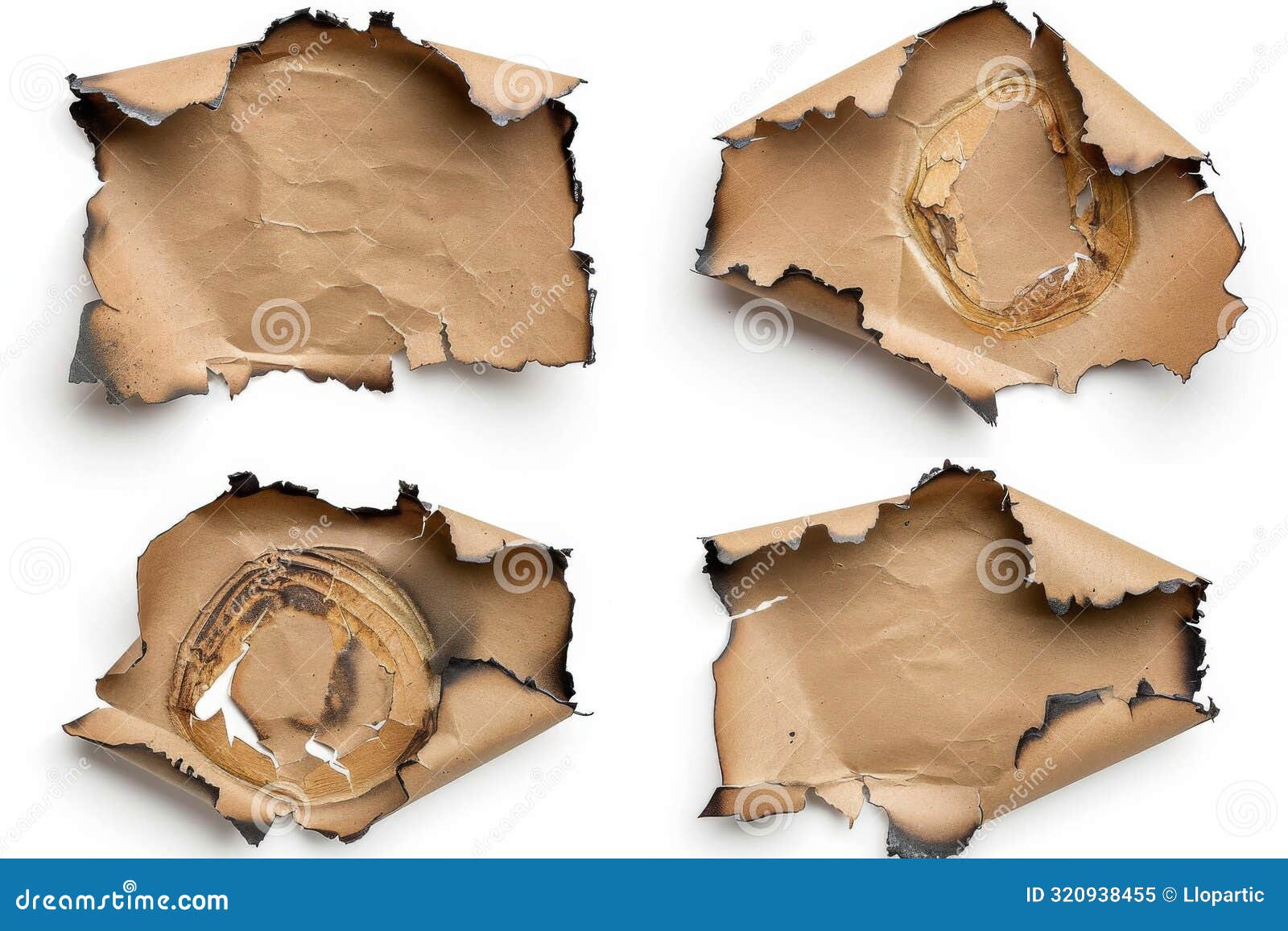 Set Of Different Burnt Paper Holes With Singed Edges, Isolated On A ...