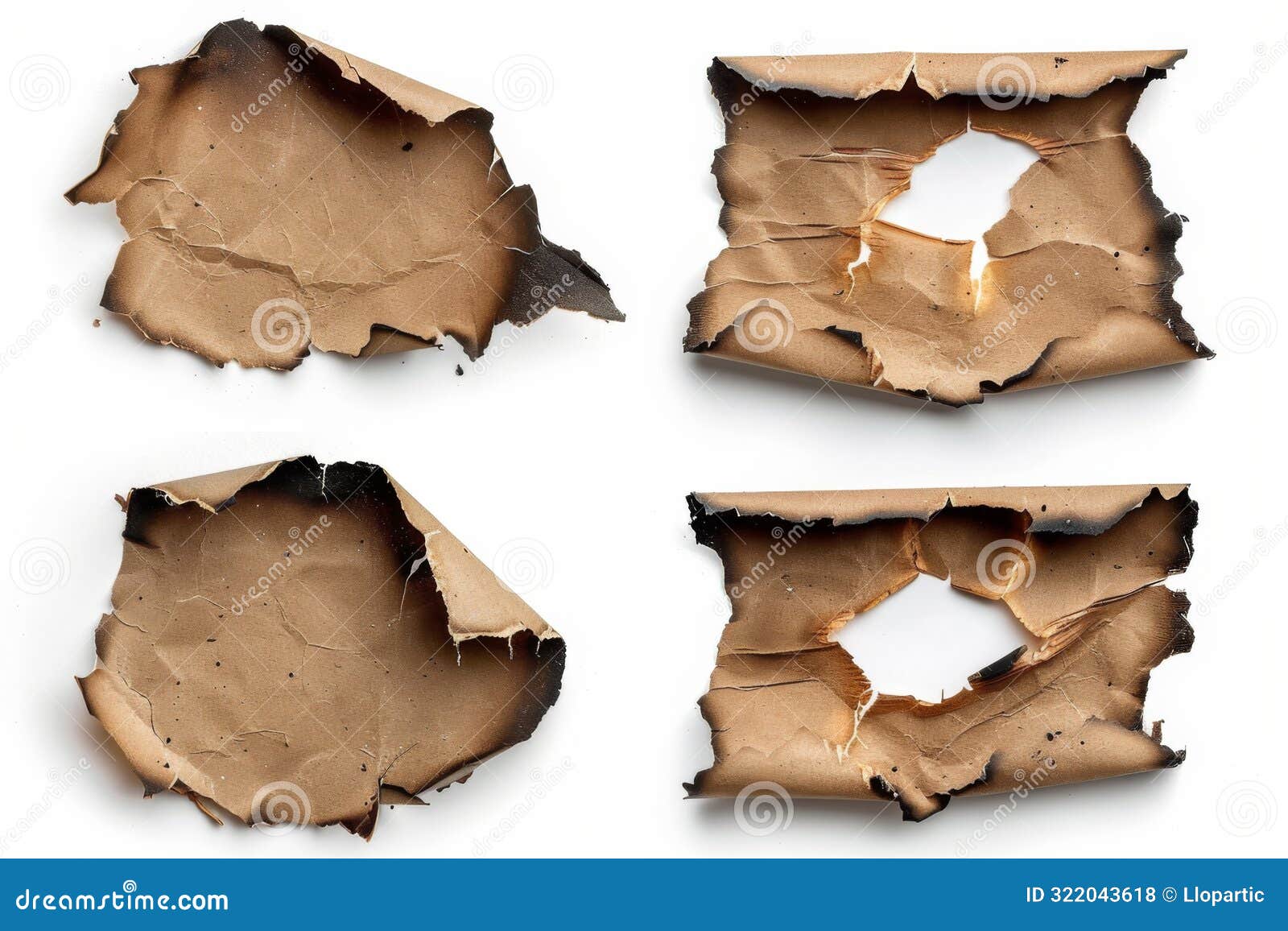 Set Of Different Burnt Paper Holes With Singed Edges, Isolated On A ...