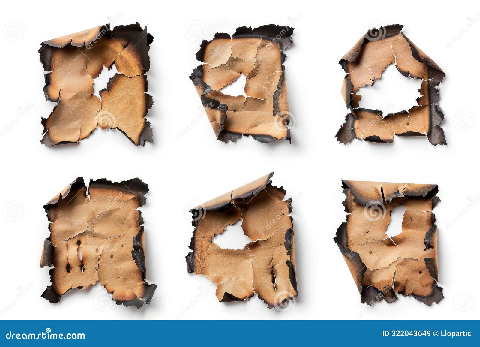 Set Of Different Burnt Paper Holes With Singed Edges, Isolated On A ...