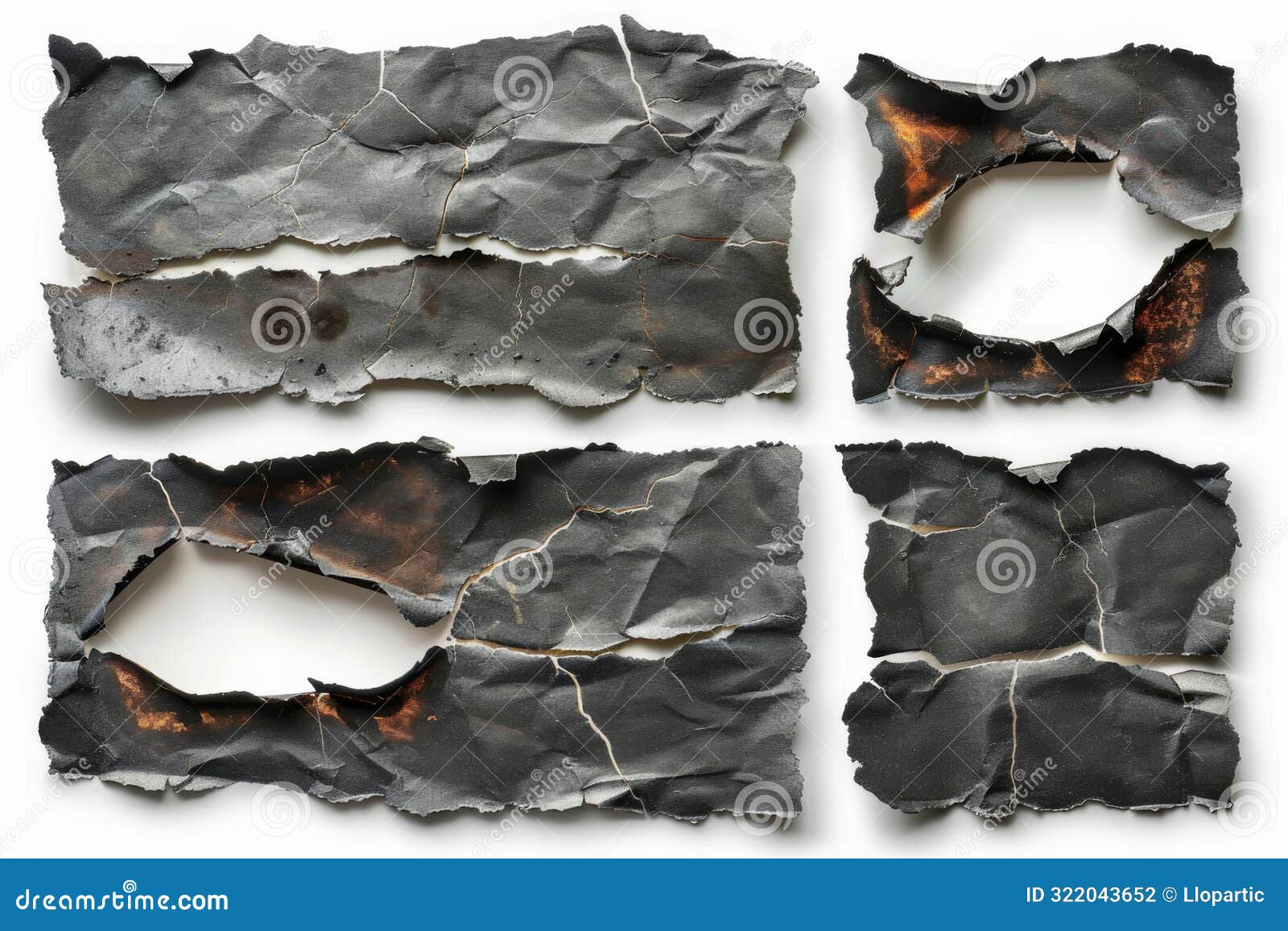 Set Of Different Burnt Paper Holes With Singed Edges, Isolated On A ...