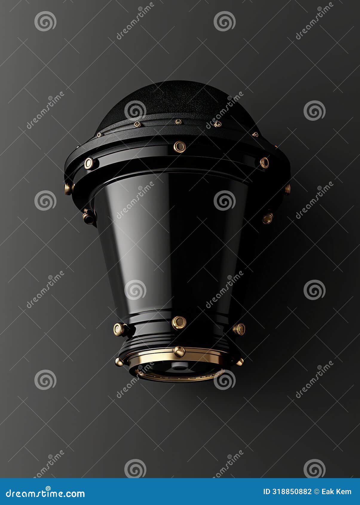 High Resolution Image of a Sleek Black and Gold Object with Industrial ...