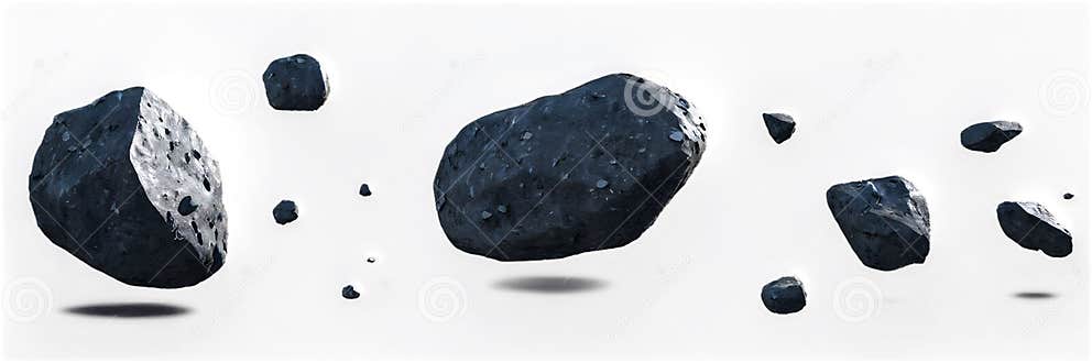 High-Resolution Image of Small Dark Gray Rocks Flying through Space on ...