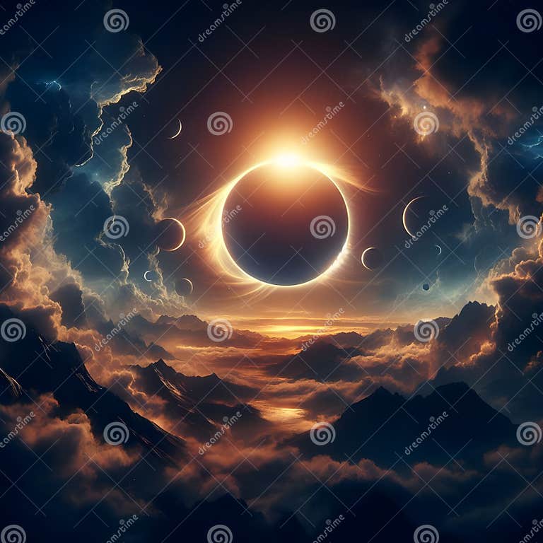 High Resolution Image of Solar Eclipse Epic. Stock Illustration - Illustration of south ...