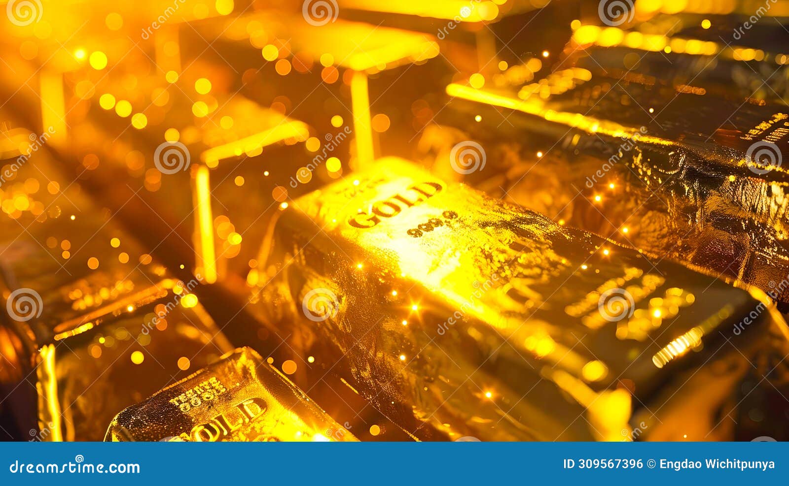 High Resolution Image of Stacked Gold Bars with Sparkles Stock ...