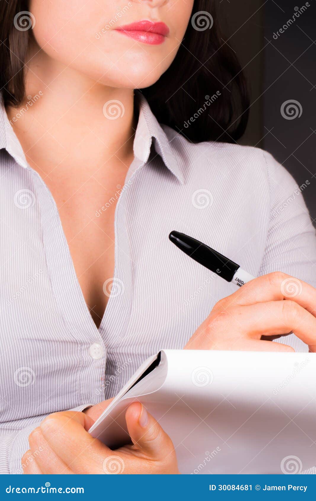 Young Professional Female Taking Notes Stock Image - Image of adviser ...