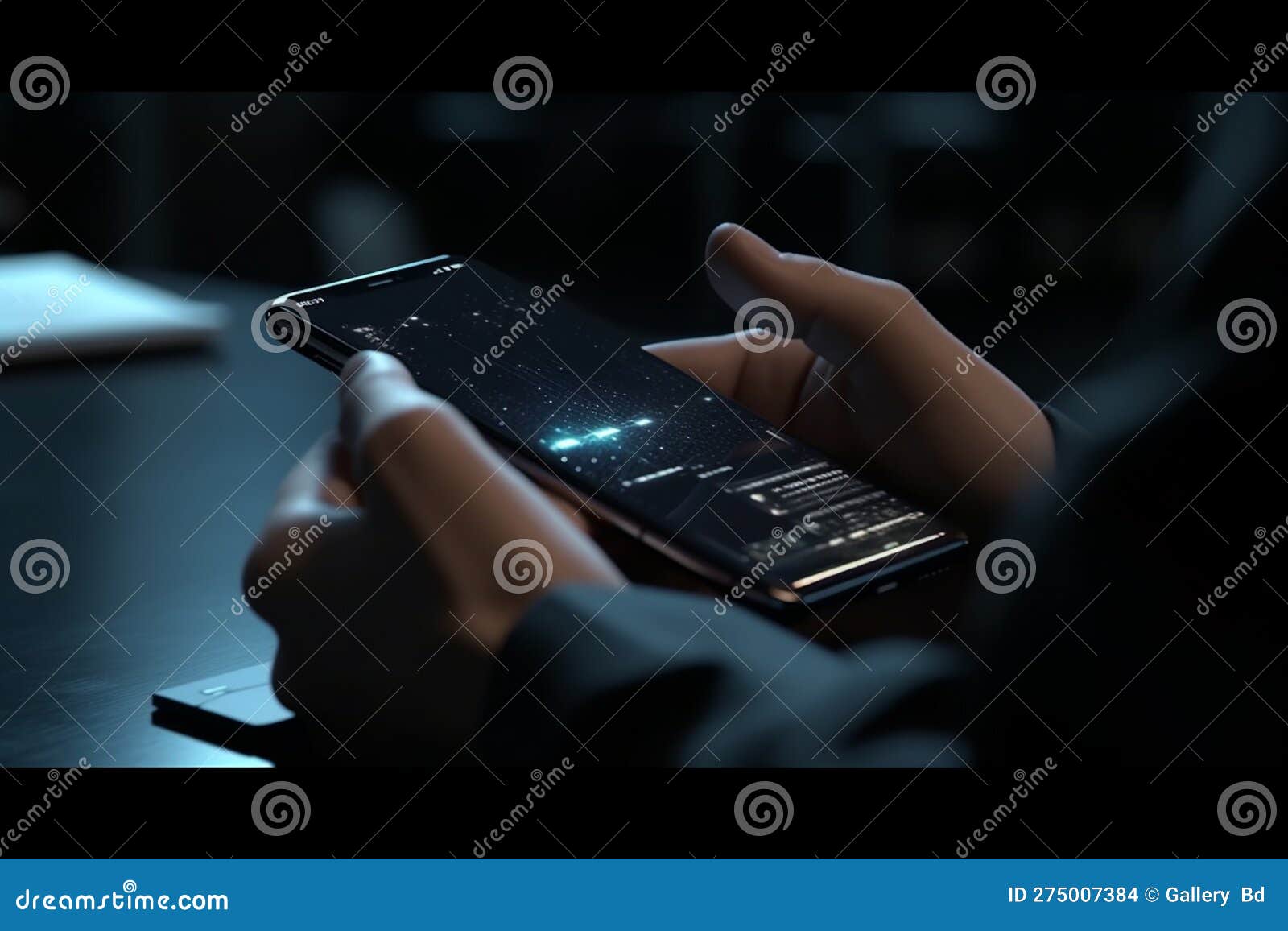 A Person Holding a Phone with a Blue Screen Stock Illustration ...