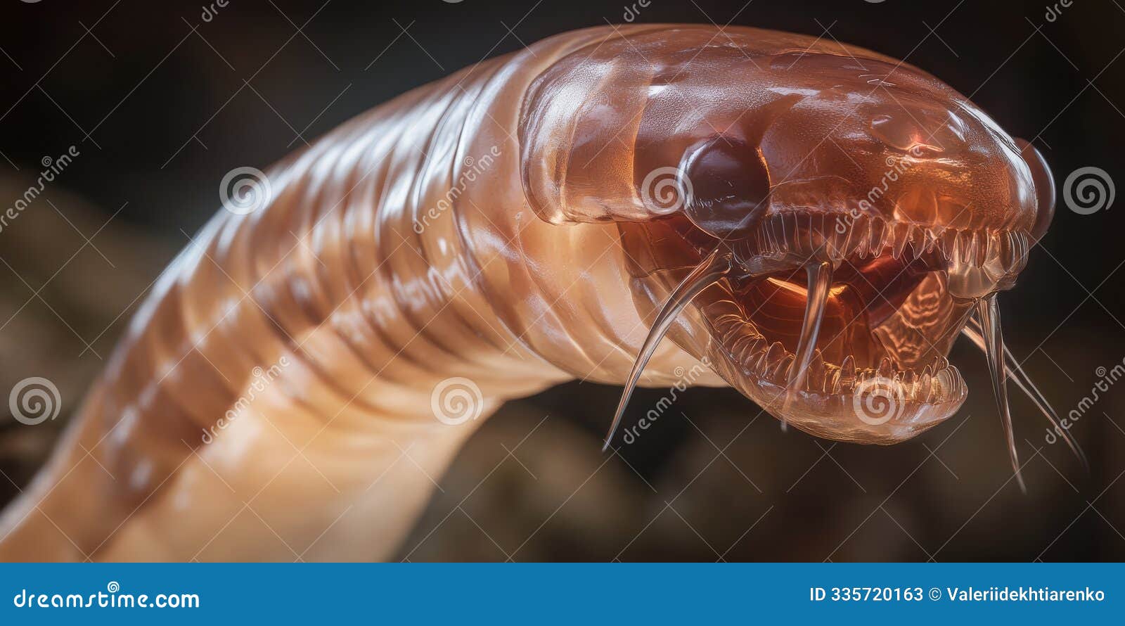 High-resolution Macro Image of an Earthworm’s Segmented Face and Smooth ...
