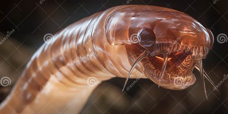 High-resolution Macro Image of an Earthworm’s Segmented Face and Smooth ...
