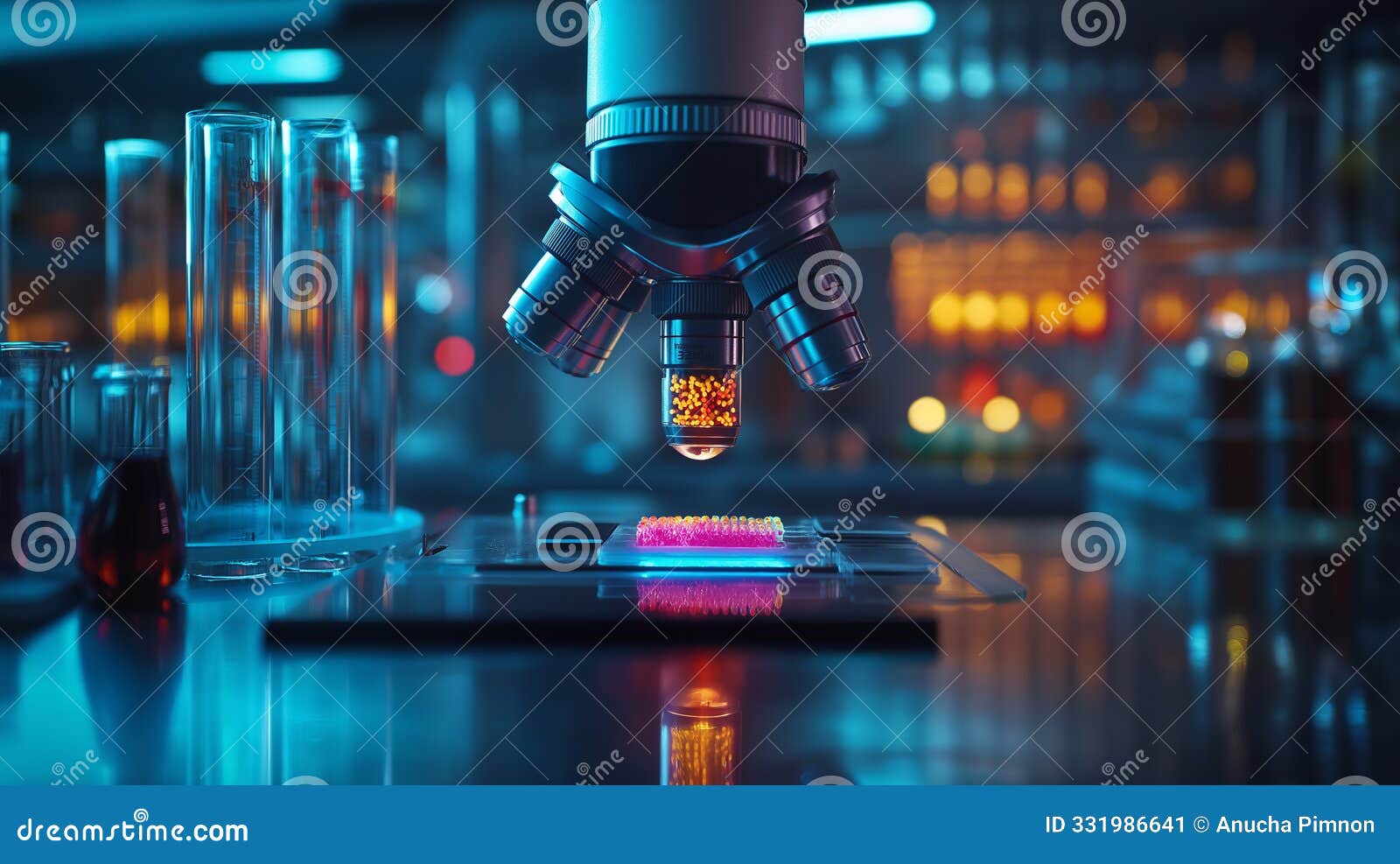High-resolution Microscope in the Generative AI Illustration Lab Stock ...