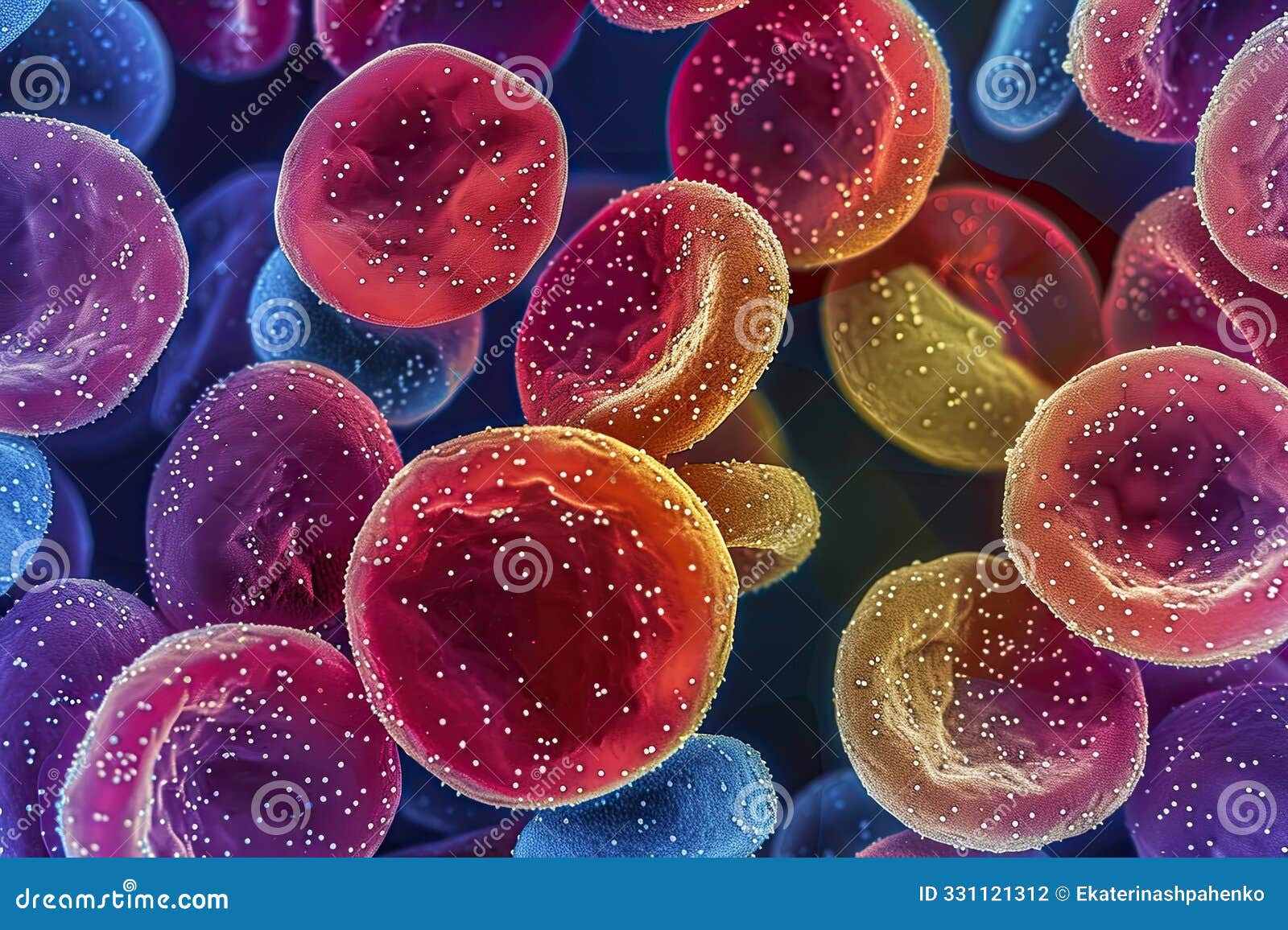 High-resolution Microscopic View of Erythrocytes and Leukocytes with ...