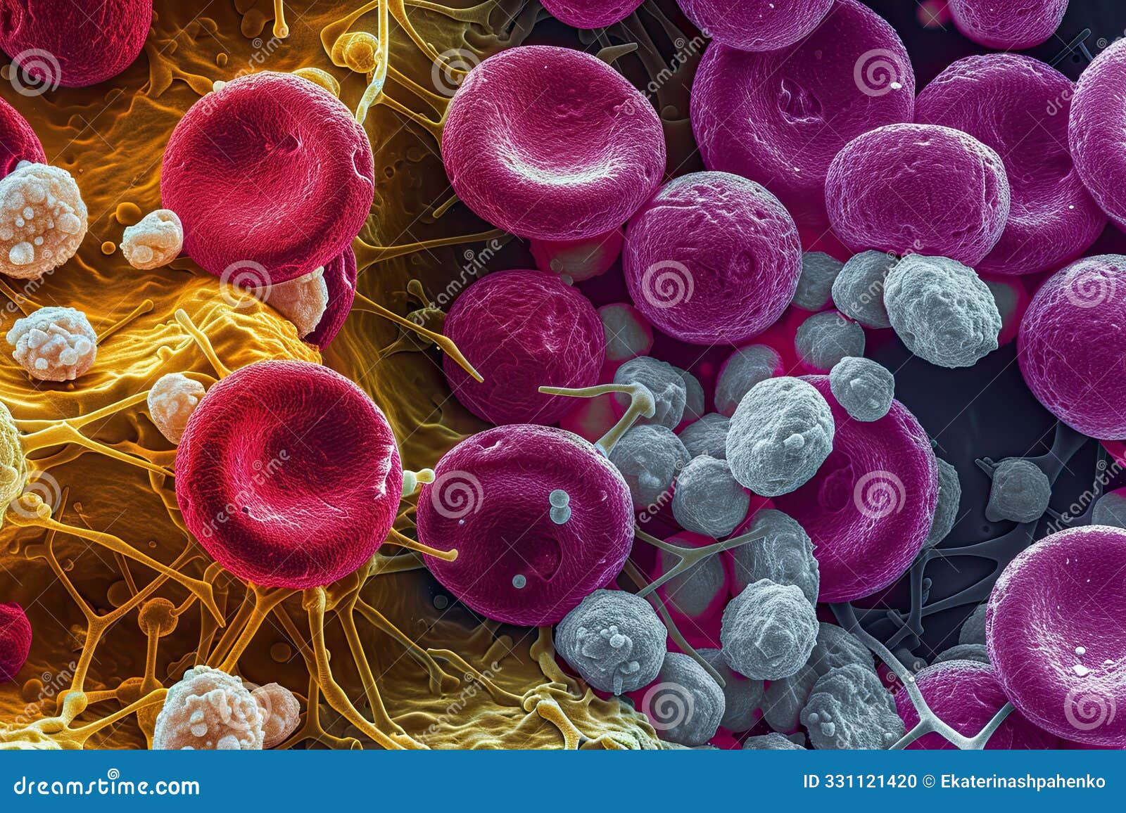 High-resolution Microscopic View of Erythrocytes and Leukocytes with ...