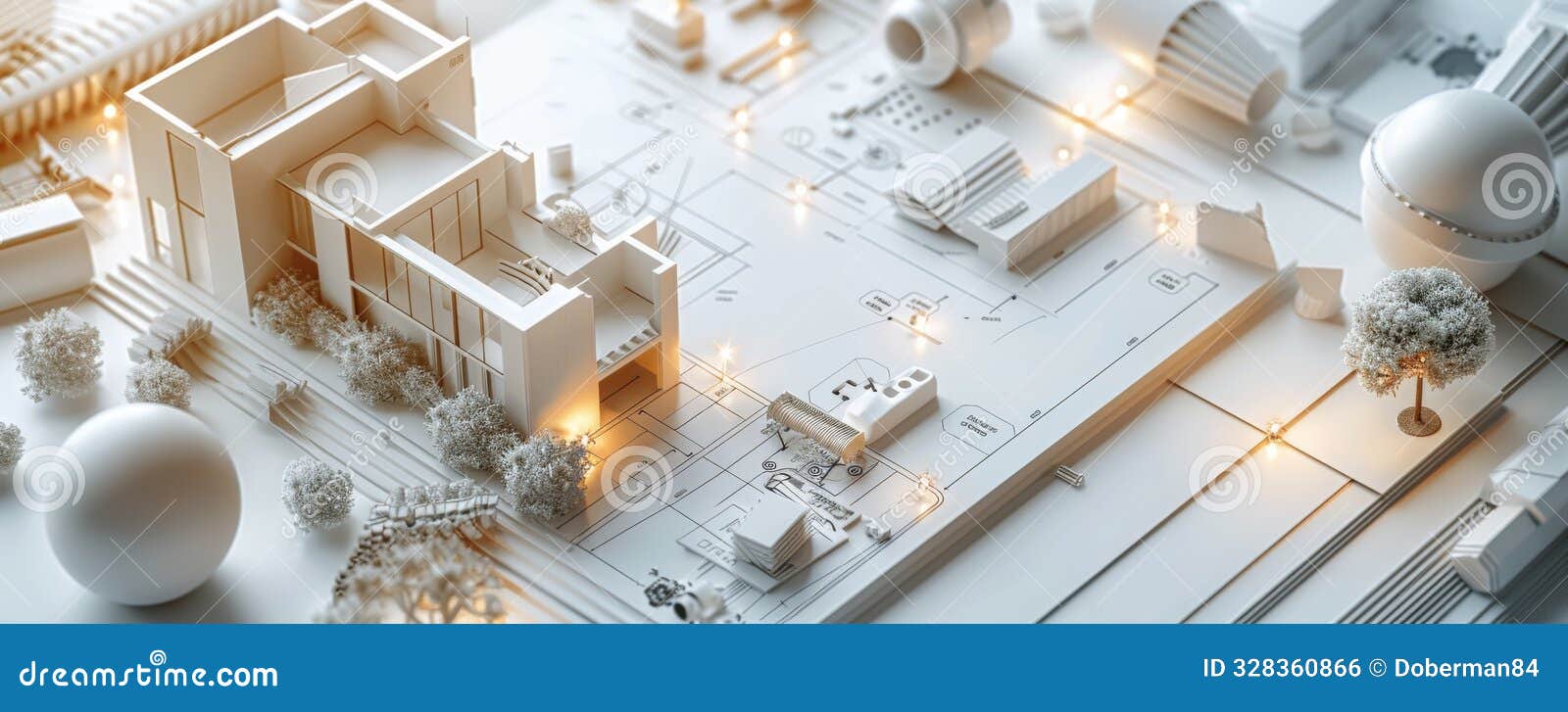 High-resolution Minimalist Architectural Model with Modern Building ...