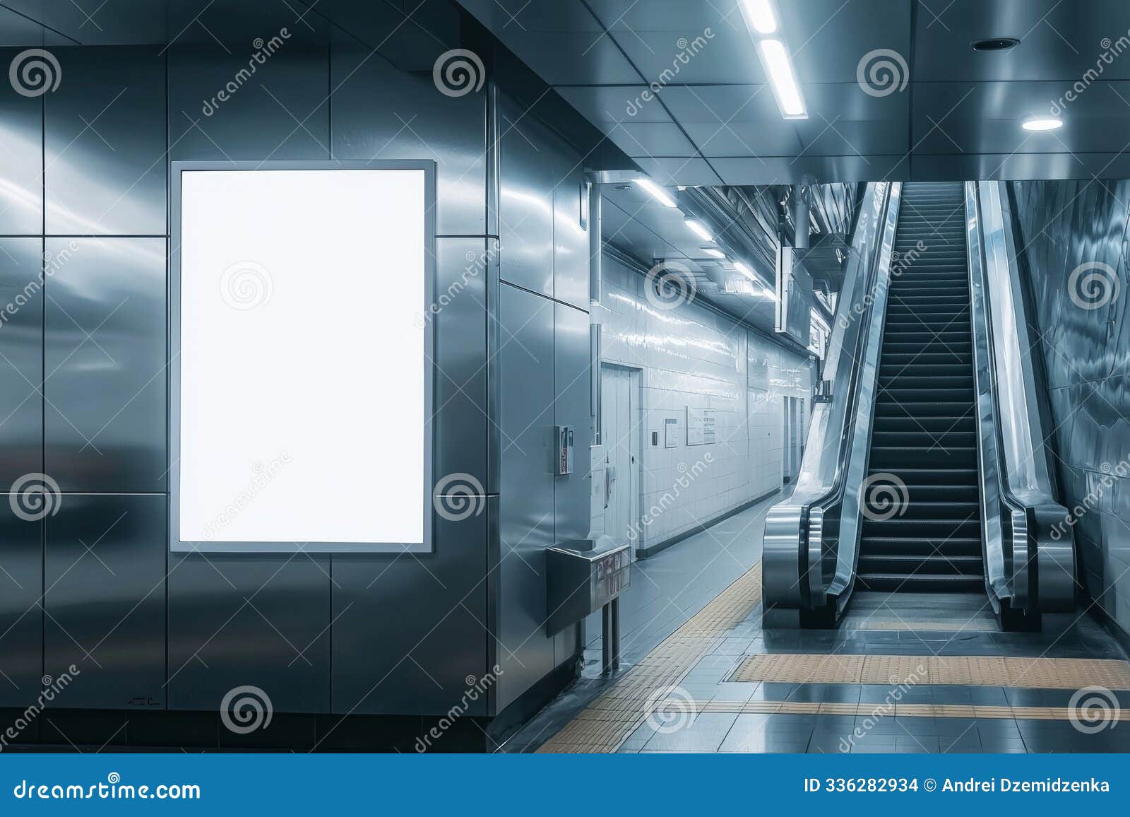 High Resolution Mockup of Vertical Light Box Poster in Metro Station ...