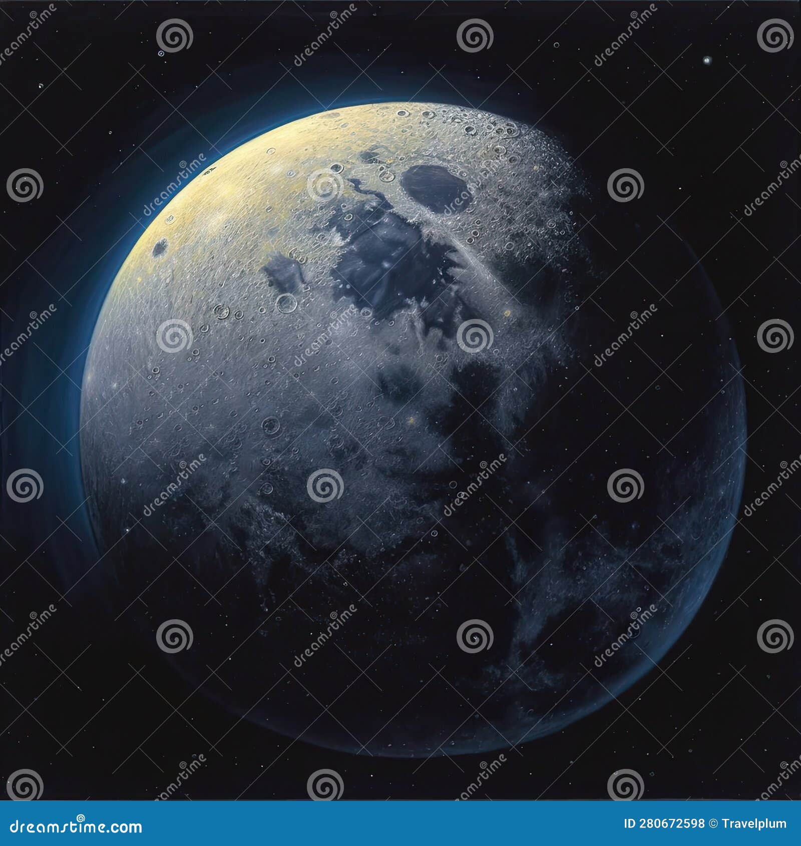 High Resolution Moon or Planet View. the Moon from Space in a Star ...