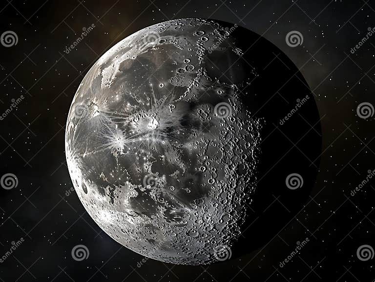 High-Resolution Moon Surface with Craters and Starry Space Background ...