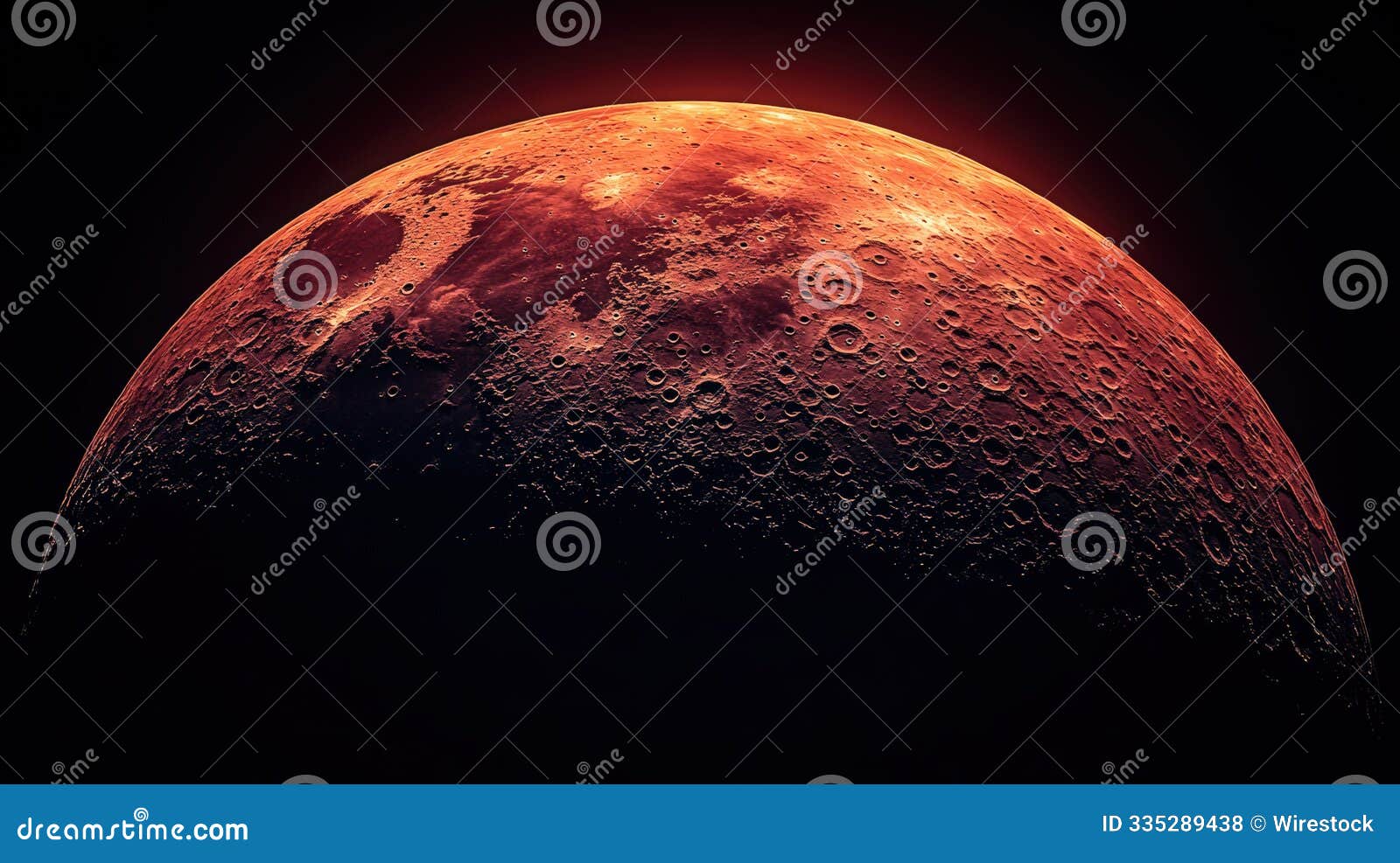 High-resolution Moon Surface with Reddish Hue and Detailed Craters ...