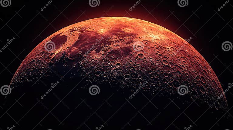 High-resolution Moon Surface with Reddish Hue and Detailed Craters ...