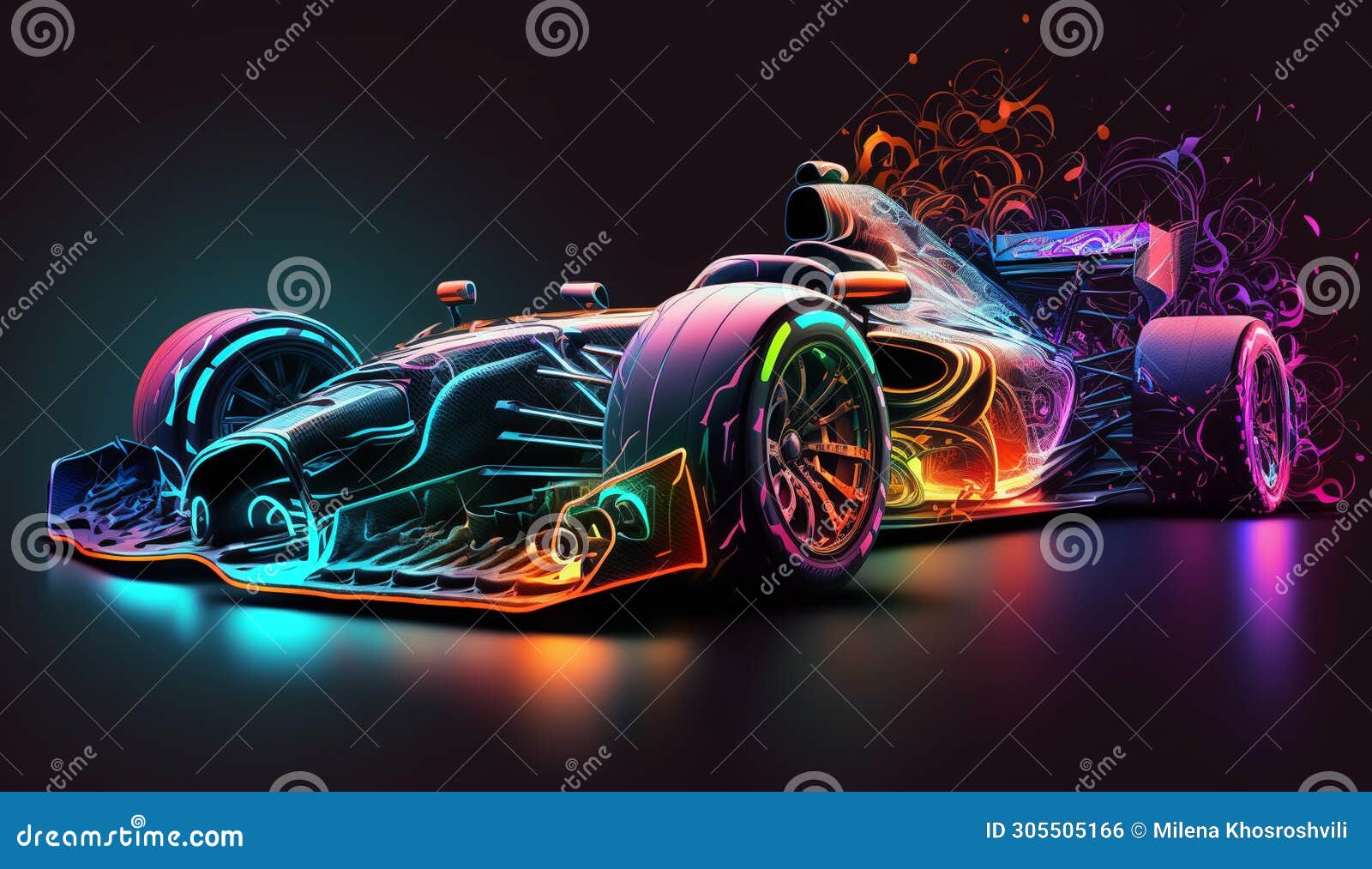High Resolution Neon Racing Car. Selective Focus. Generative AI ...