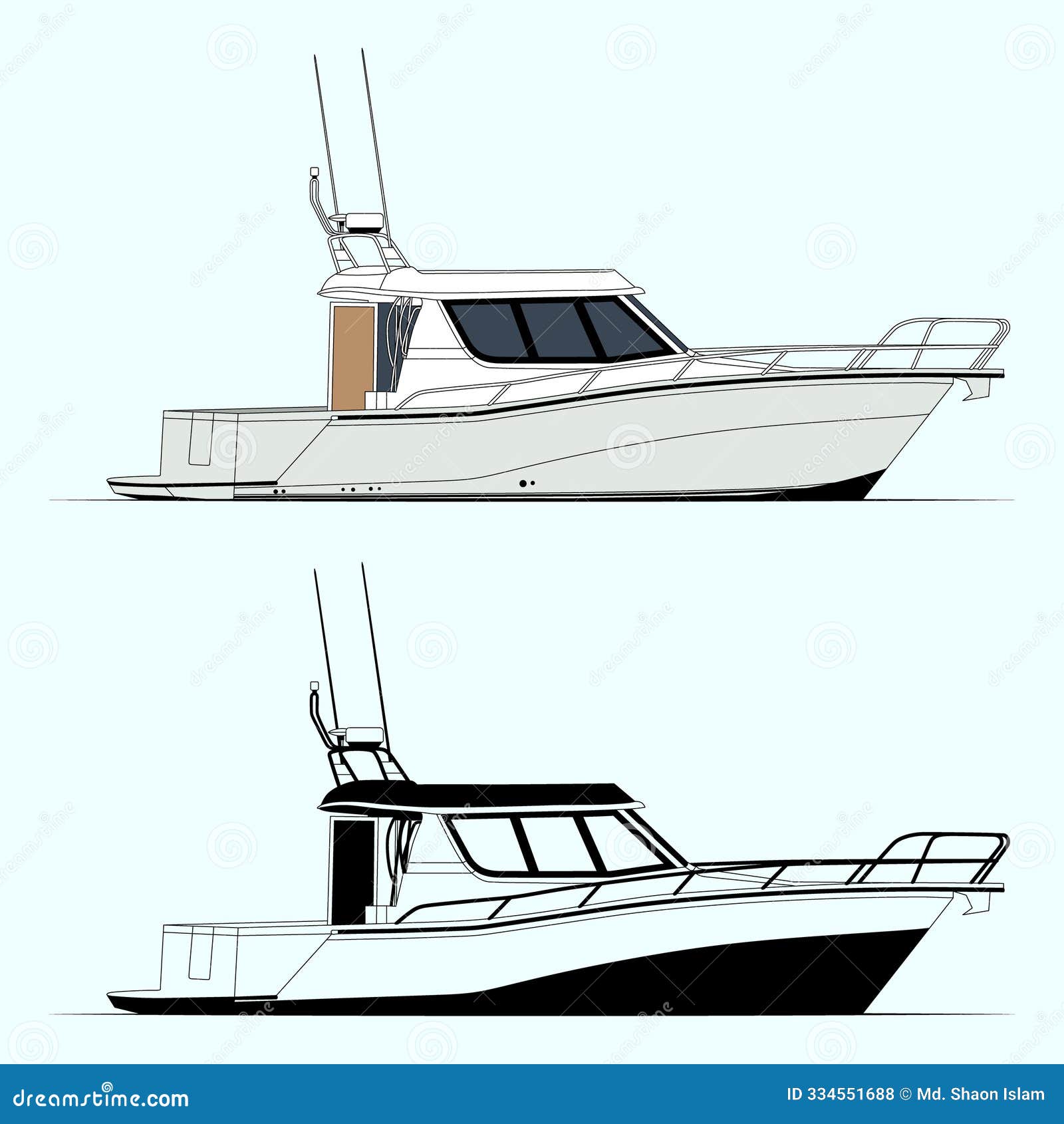 Boat Vector in Two Styles One Color and a Luxury Style Illustration ...