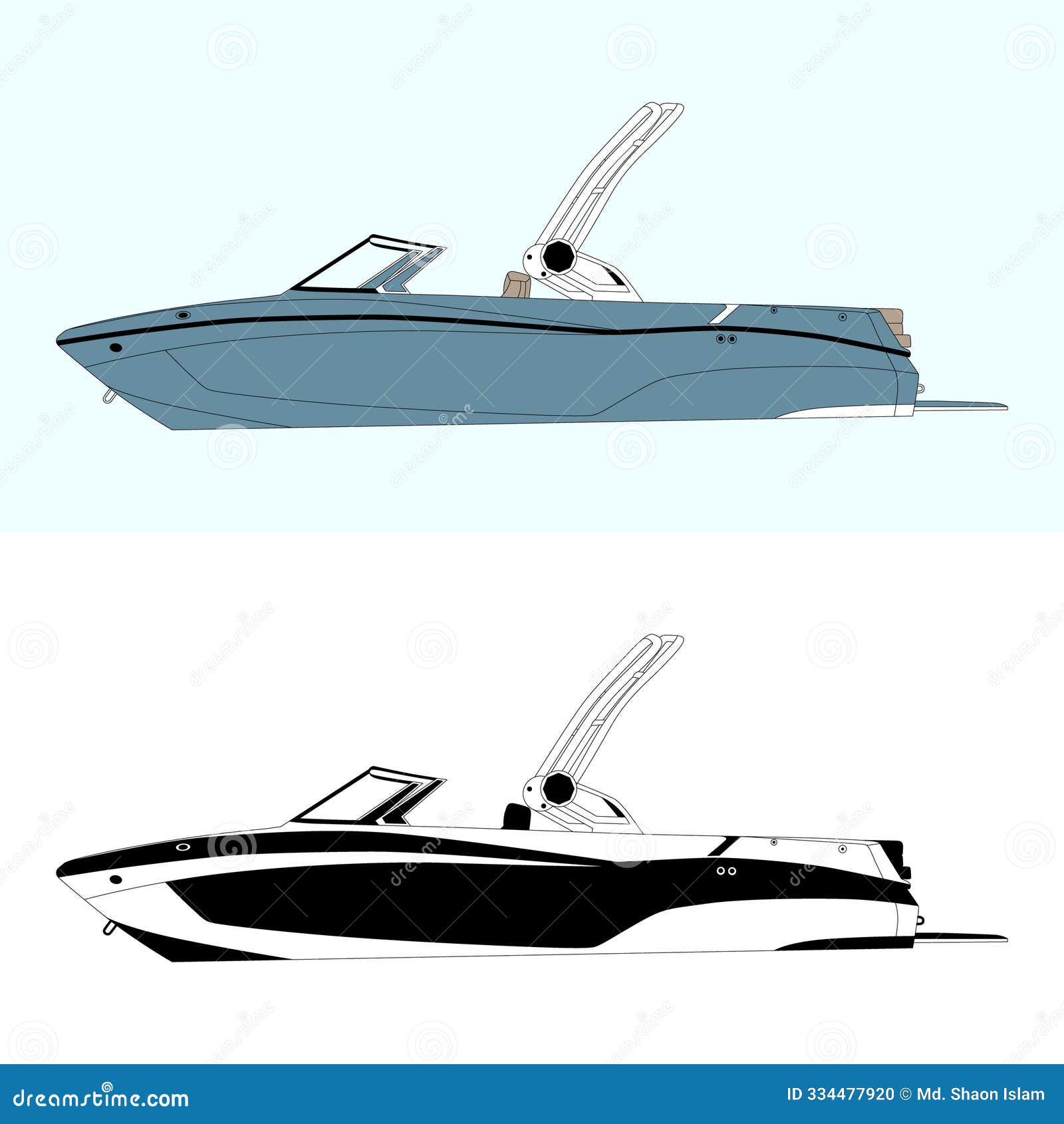 Boat Vector in Two Styles One Color and a Luxury Style Illustration ...
