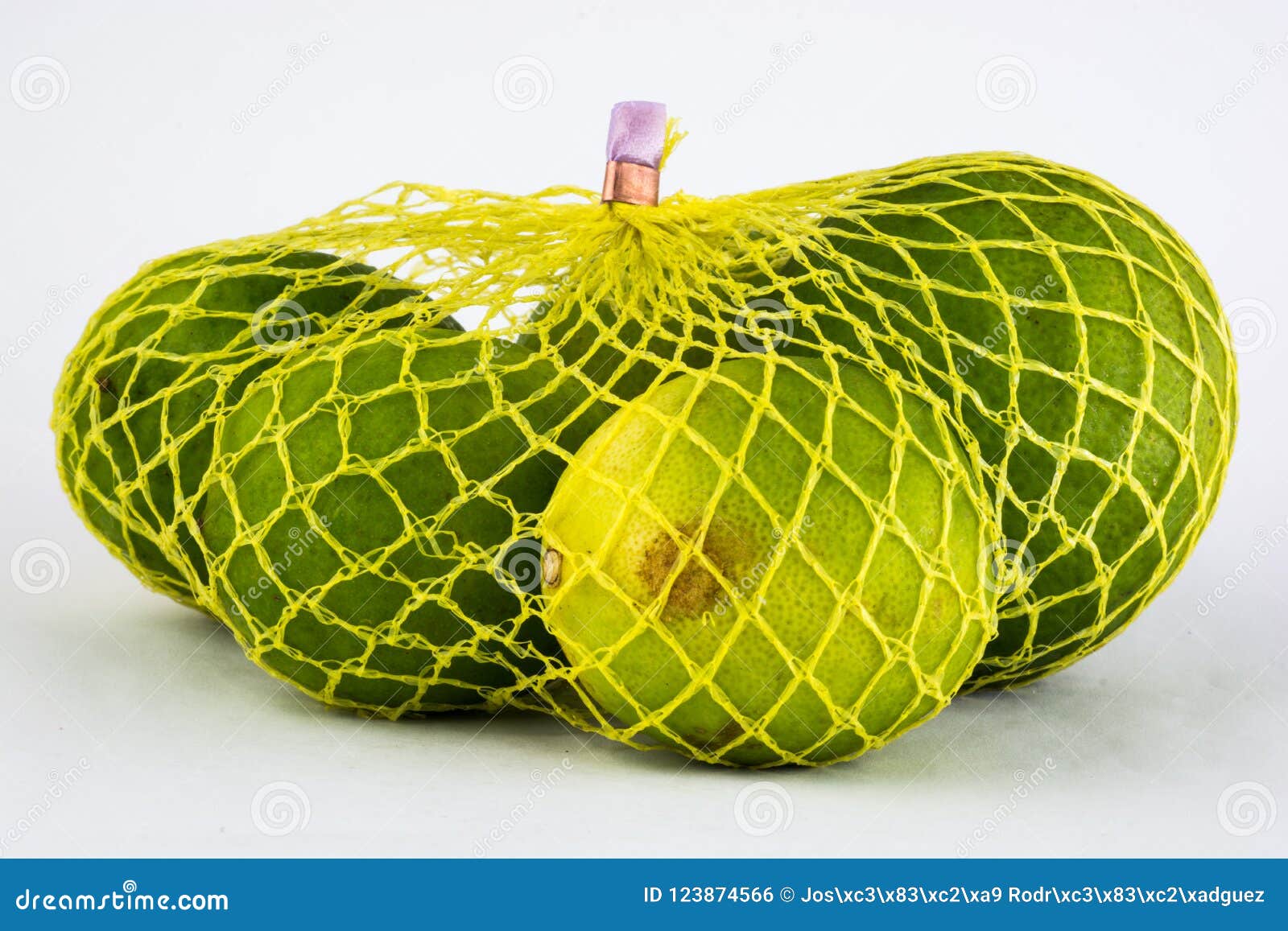 Lemons in yellow net stock photo. Image of closeup, dessert - 123874566