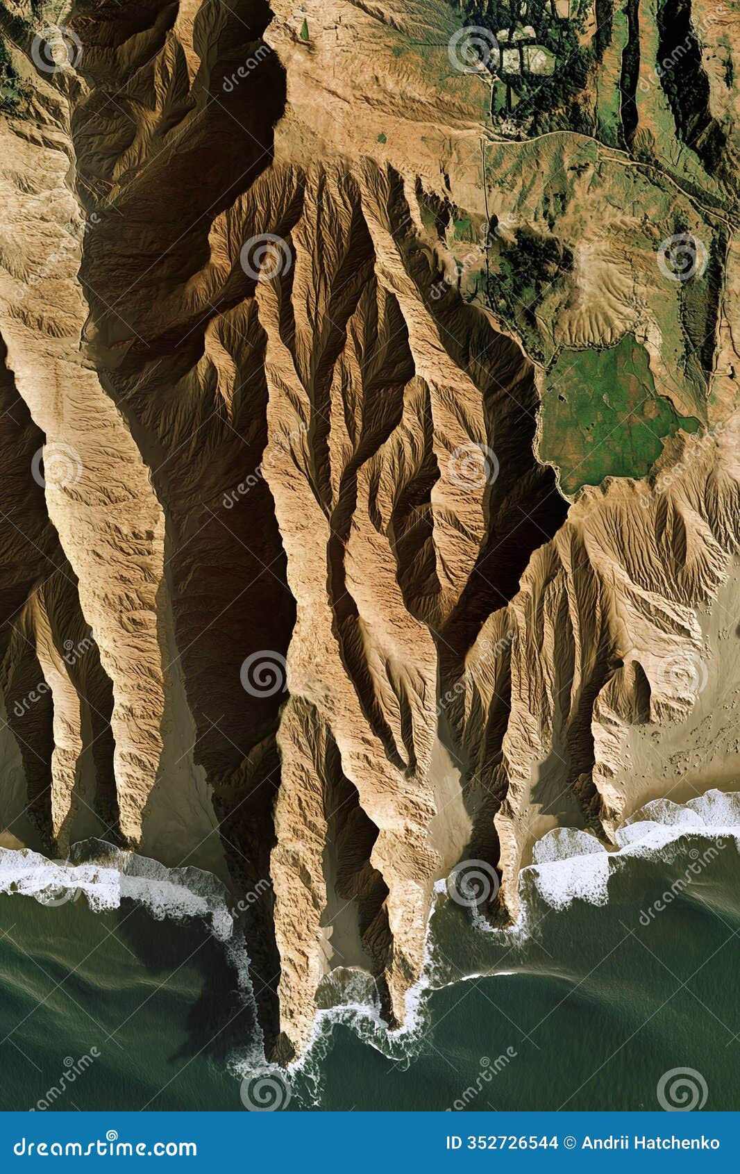 High-resolution Satellite GIS Map of a Rugged Coastline Displaying ...