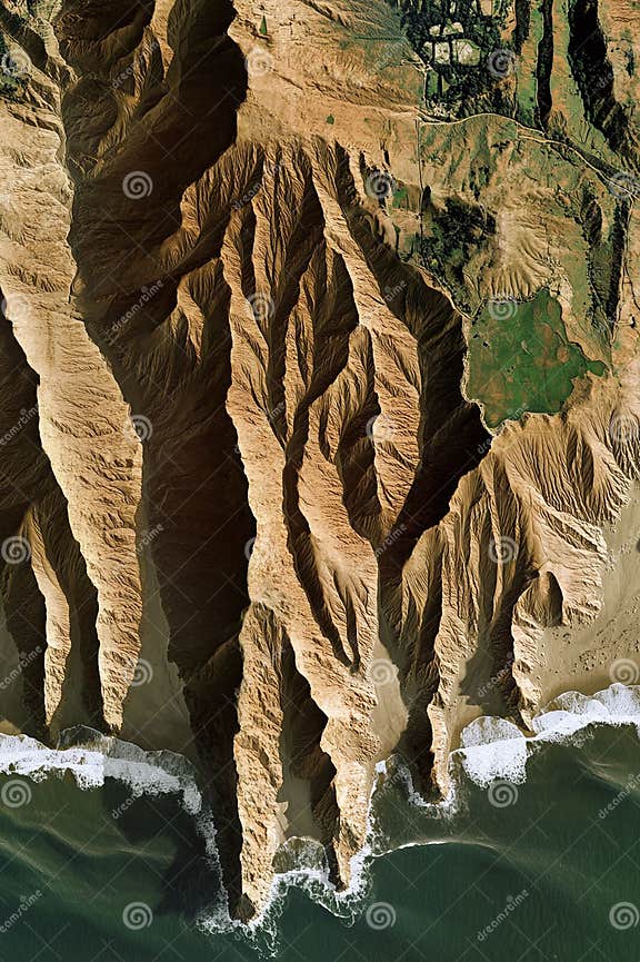 High-resolution Satellite GIS Map of a Rugged Coastline Displaying ...