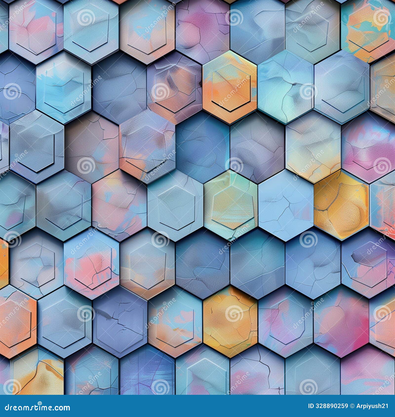 Seamless Hexagonal Mosaic Pattern with Bold and Pastel Color Gradients Stock Illustration ...