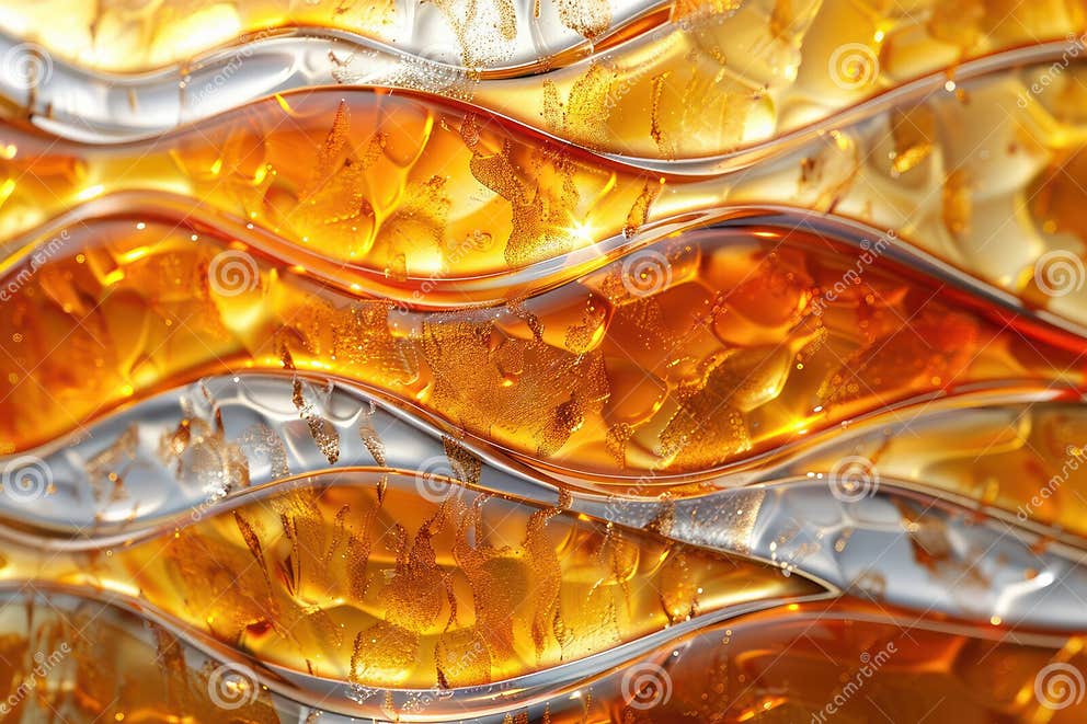 Abstract Amber Texture with Modern Geometric Gold Wave Patterns, Ideal ...