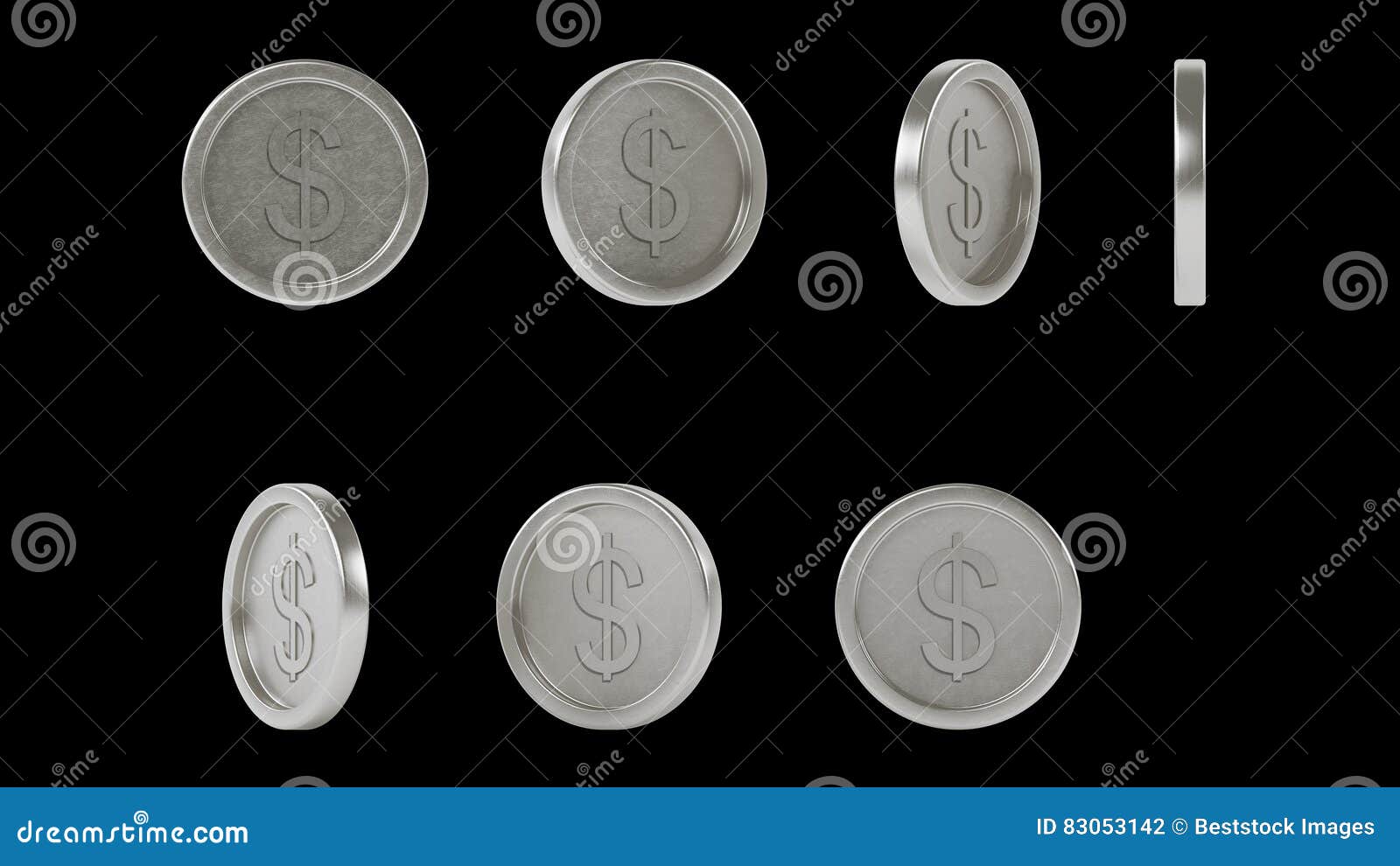 High Resolution Shiny Metal Silver Coins Set Stock Illustration ...