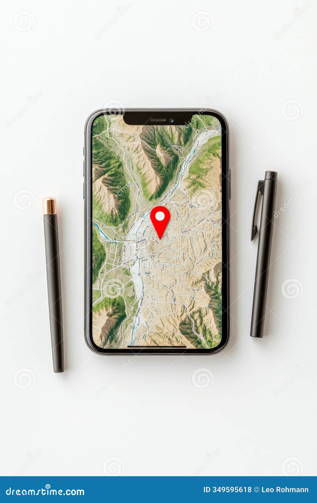 High Resolution Smartphone Display Featuring a Topographical Map View ...
