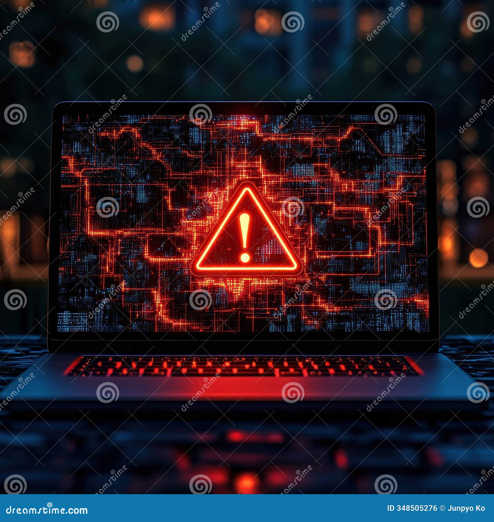 High-Resolution Stock Image of Malfunctioning Laptop with Cybersecurity ...