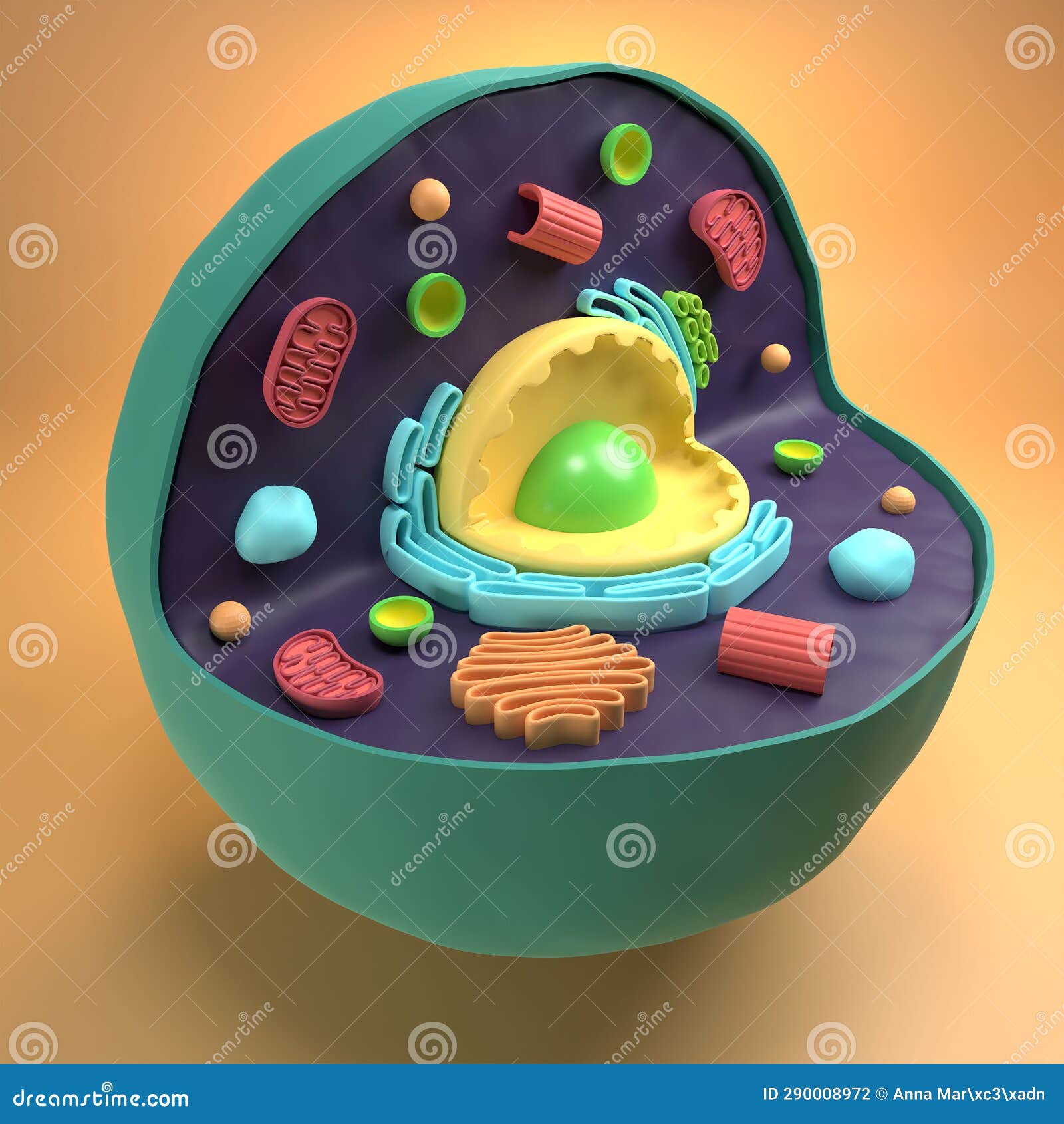 High Resolution Stylized 3D Animal Cell Stock Illustration ...