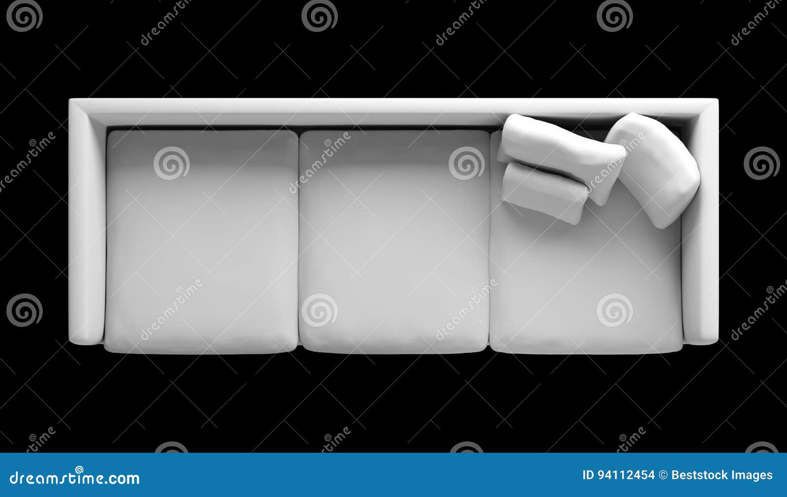High Resolution Three Seat Sofa Top View for Plan Rendering Stock ...