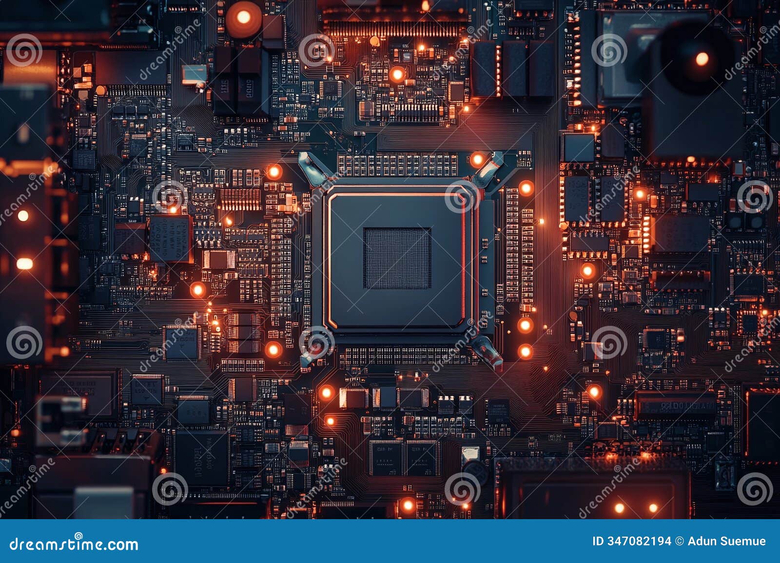 High Resolution Top View of CPU on Motherboard Showcasing Intricate ...