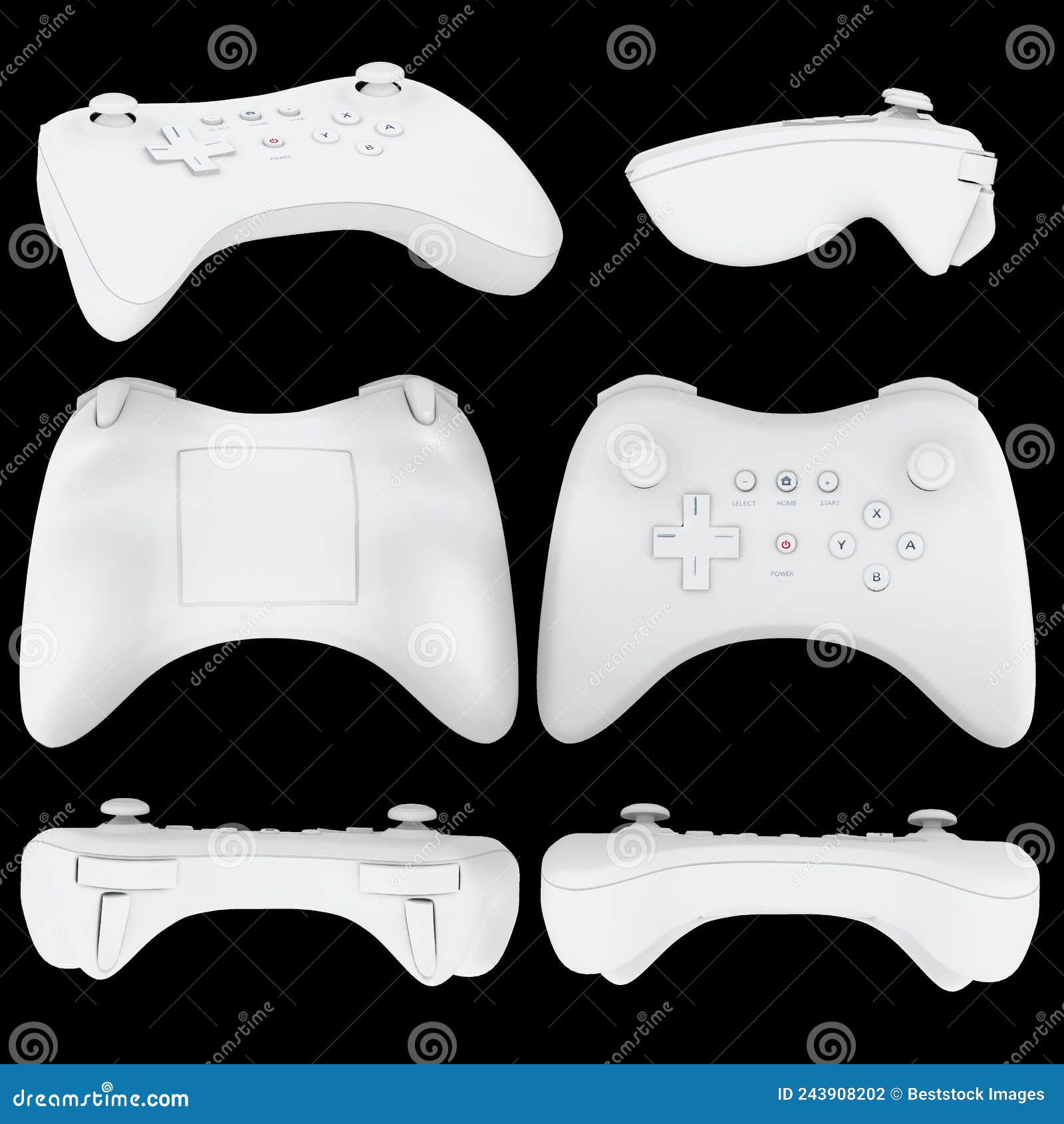 High Resolution Top View, Front View, Side View White Video Game Remote ...