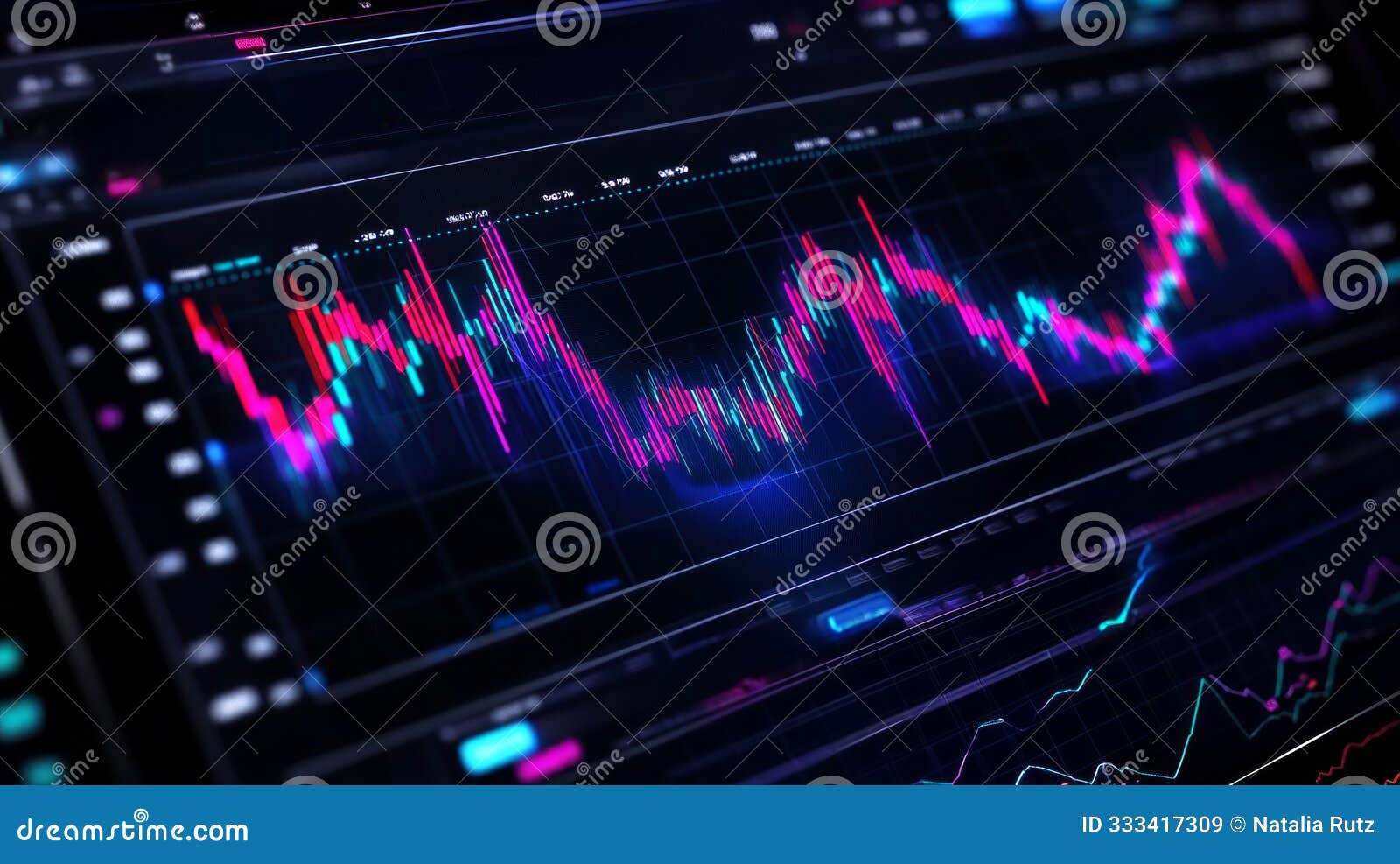 High-resolution Trading Chart in Dark Mode with Vibrant Trend Lines ...