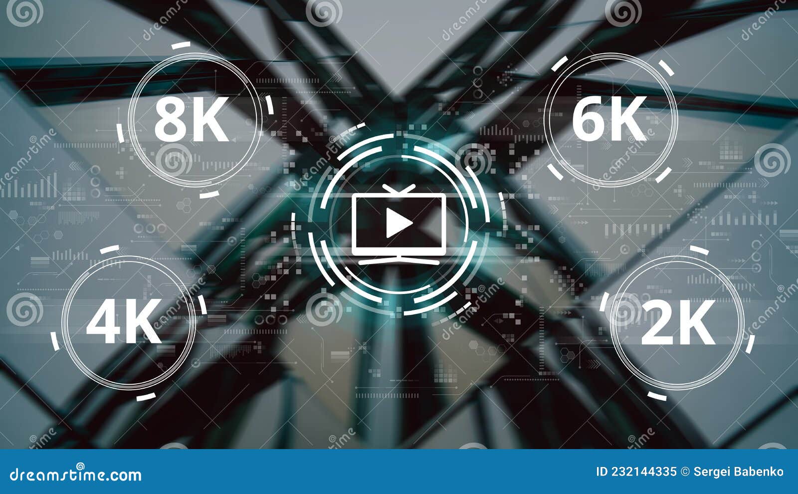 High Resolution Video Concept on Abstract Image with Icons Computer, Tv ...