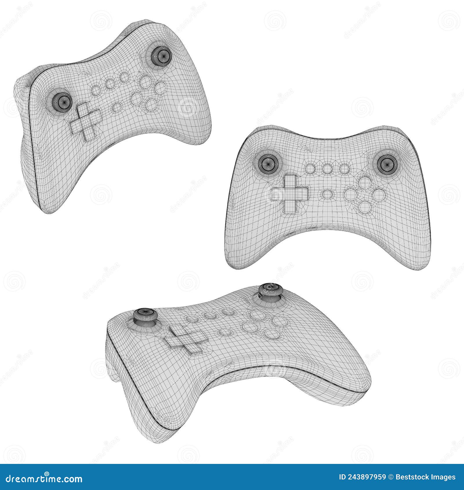 High Resolution White Video Game Remote Control with Black Mesh Lines ...