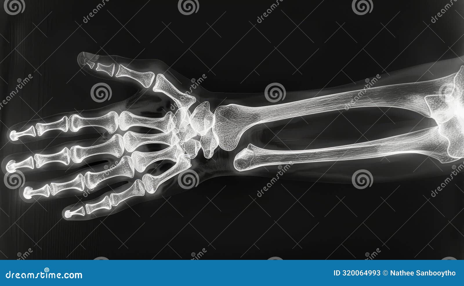 High-resolution X-ray Image Of A Human Hand And Forearm Showing ...