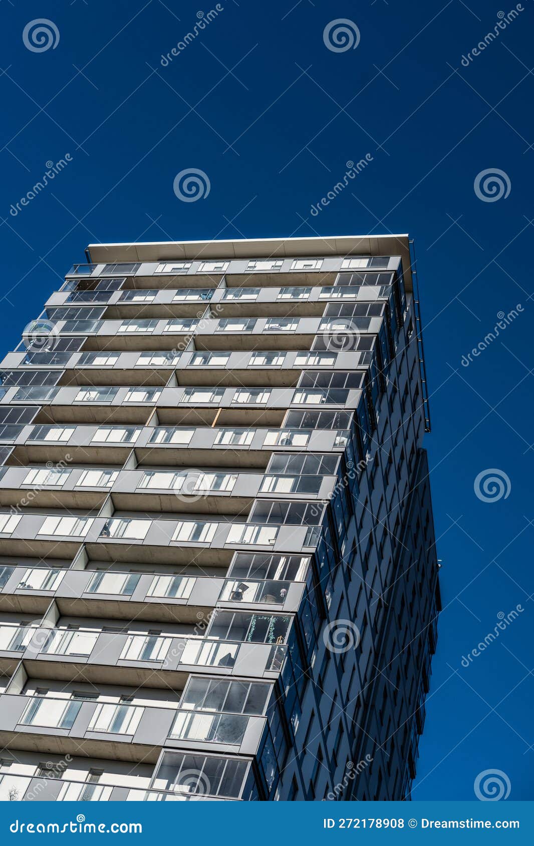 High Rise Apartment Building Against Blue Sky.. Stock Photo - Image of ...