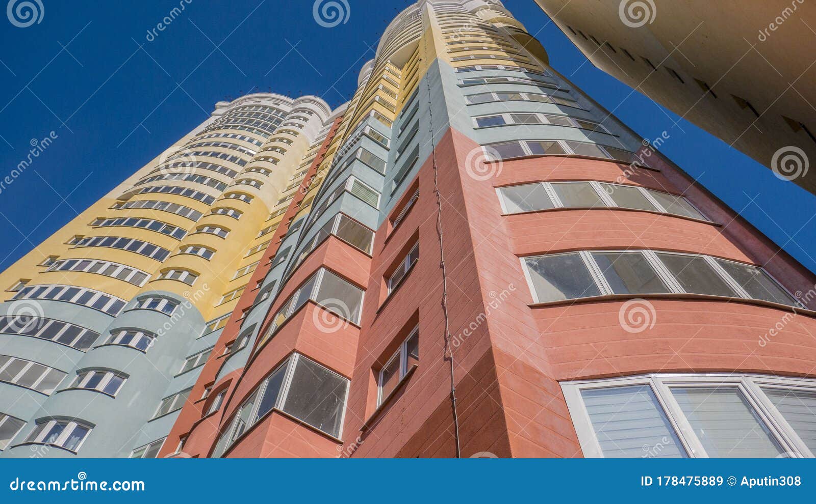 High-rise Apartment Building with a Multi-colored Facade Stock Image ...